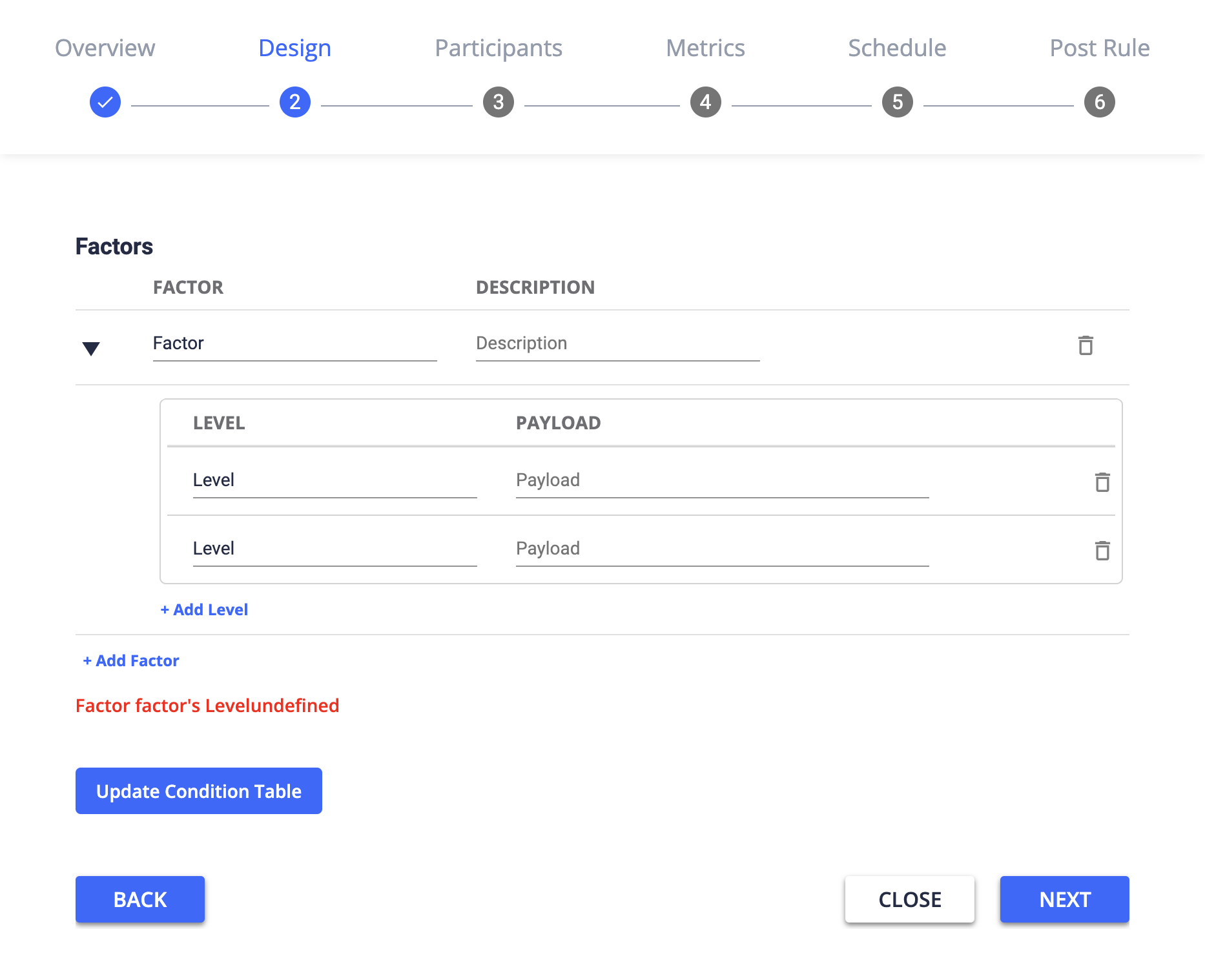 Update validation error message for Factors table when duplicate levels exist · Issue #780 ...
