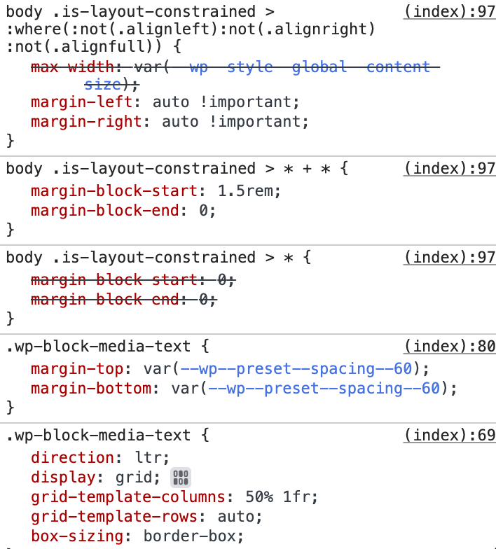 Spacing (default margin) is not working in front-end using theme.json · Issue #48317 · WordPress ...
