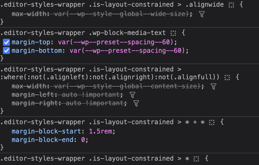 Spacing (default margin) is not working in front-end using theme.json · Issue #48317 · WordPress ...