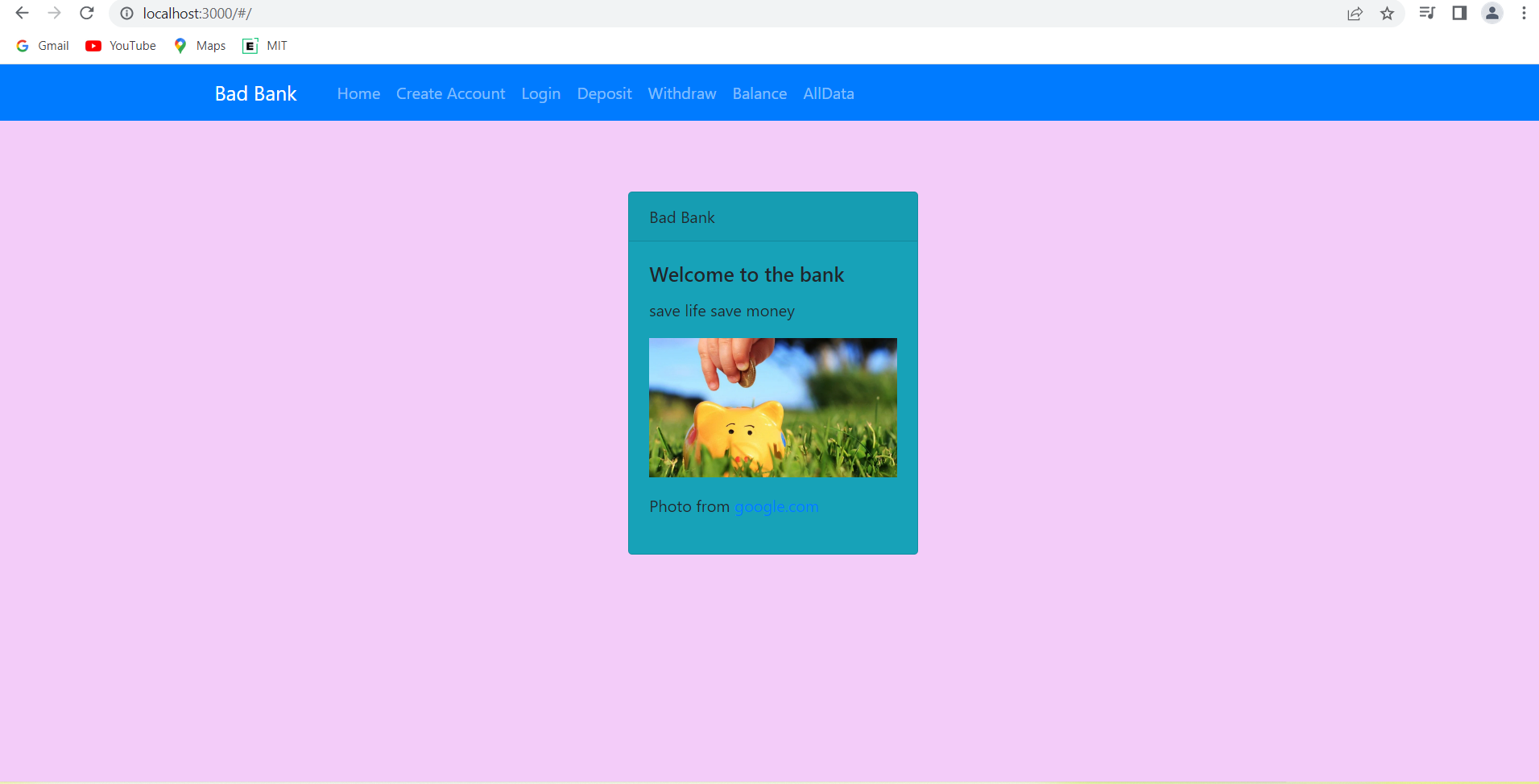 GitHub - sowmyashreek/badbankfinal: This Full-Stack Banking Application was created as a ...