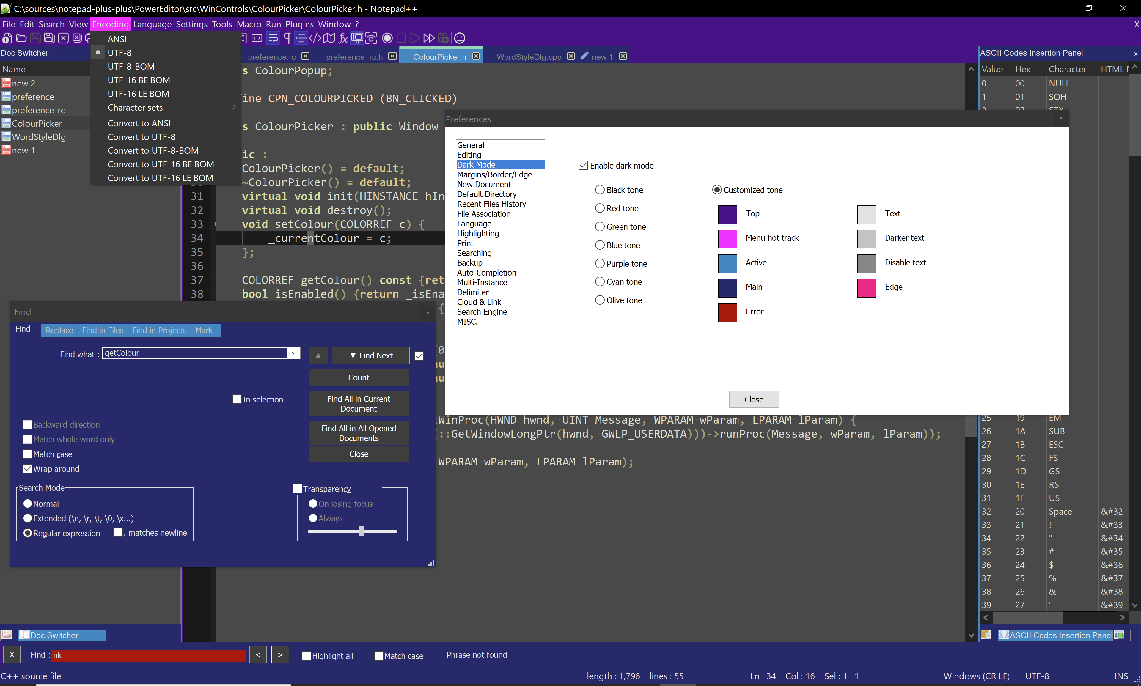 Add customizing dark mode colors capacity by donho · Pull Request #10145 · notepad-plus-plus ...