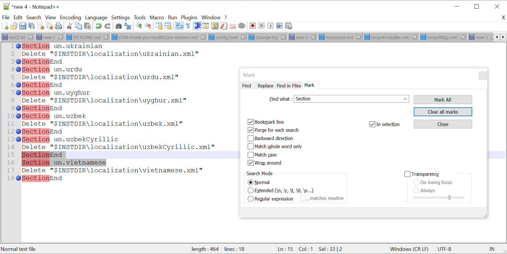 Bug with clearing marking (red background) in selected text · Issue #8150 · notepad-plus-plus ...