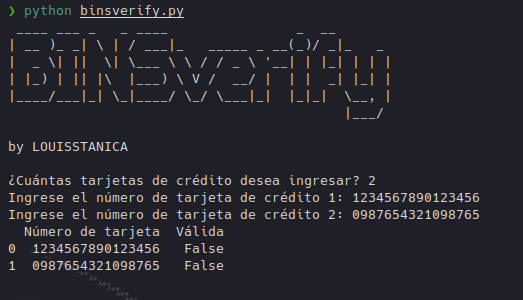 GitHub - louisstanica/BINSverify: Verificador de BINS bancarios y números de tarjetas de crédito