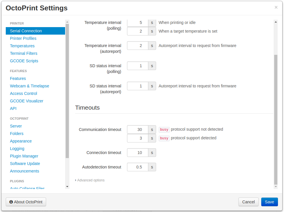 [Request] 'reset to default' option in 'intervals and timeouts' · Issue #2708 · OctoPrint ...