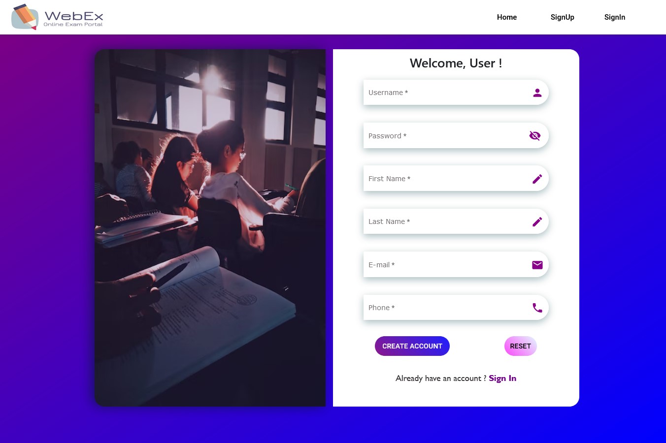GitHub - Shilajit2002/WEB-EX: Online Exam Portal
