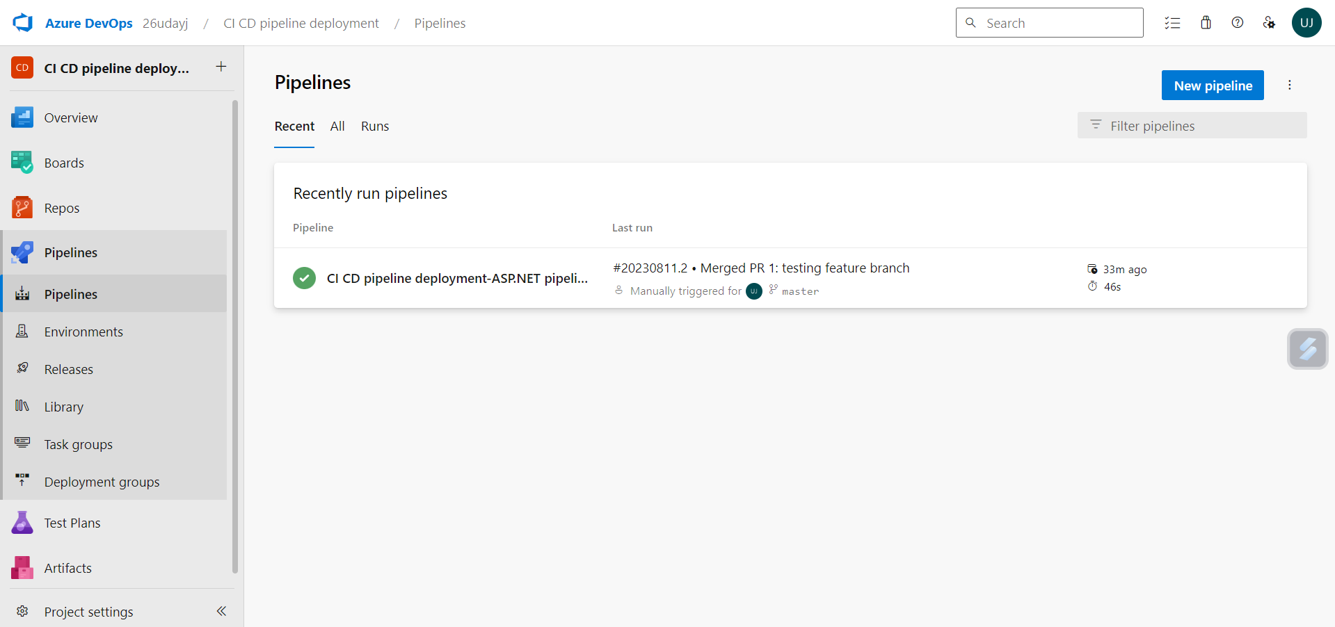 GitHub - 26udayj/CI-CD-pipeline-Deployment-using-Azure-Devops