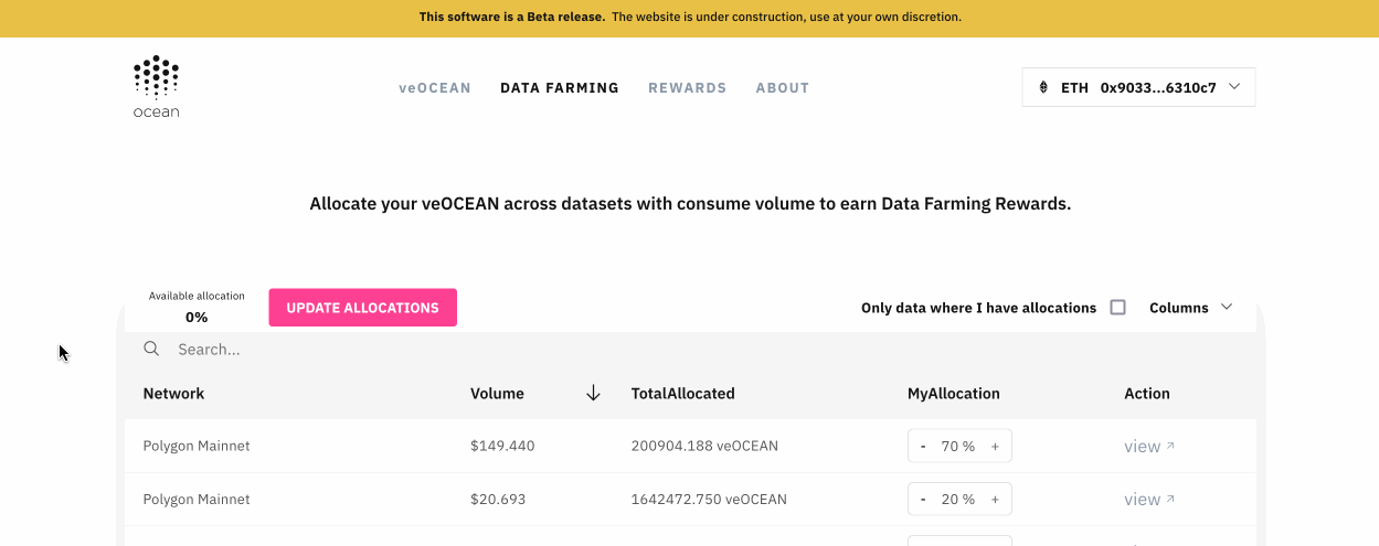 Expand Data Explorer to 100 rows. · Issue #306 · oceanprotocol/df-web · GitHub