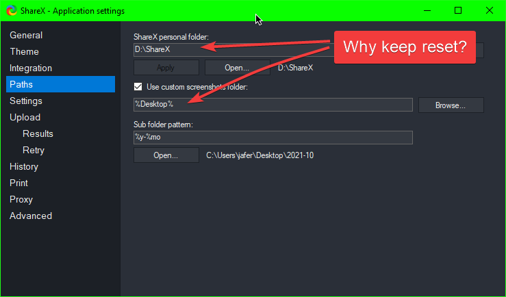 ShareX reseting the customize settings · Issue #5903 · ShareX/ShareX · GitHub
