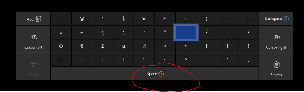 Adding spacebar controller support when using on screen keyboard in ...