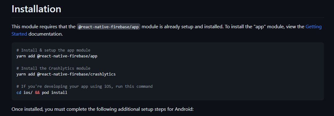 [📚] Missing Step For Android Installation In React Native Firebase Crashlytics · Issue 7071