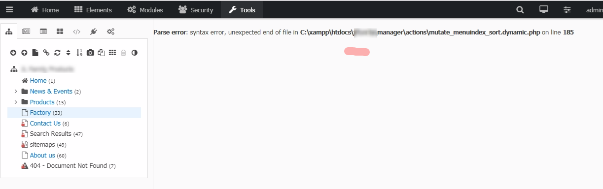 Parse error: Sort menu index · Issue #199 · evolution-cms/evolution · GitHub