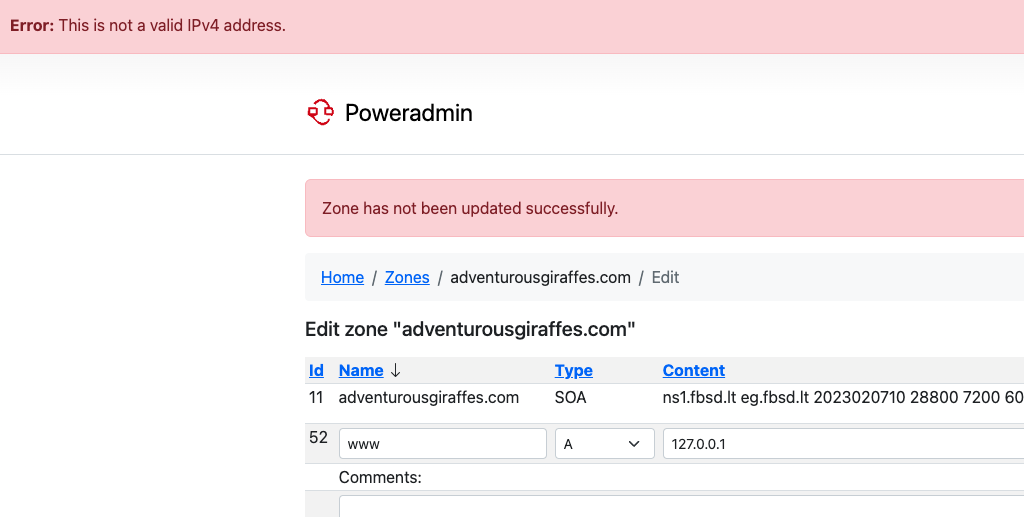 When I Add A Wrong Ipv4 · Issue 493 · Poweradmin Poweradmin · Github