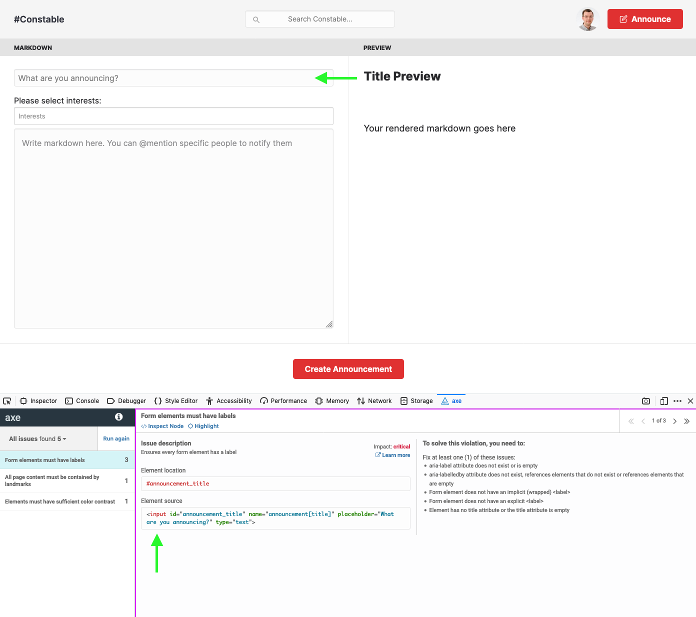 Missing labels on form elements · Issue #684 · thoughtbot/constable · GitHub