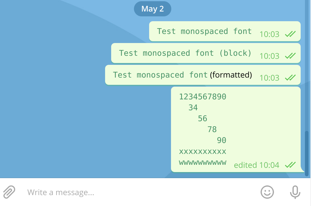 Monospaced font is no longer monospaced · Issue #7776 · telegramdesktop ...