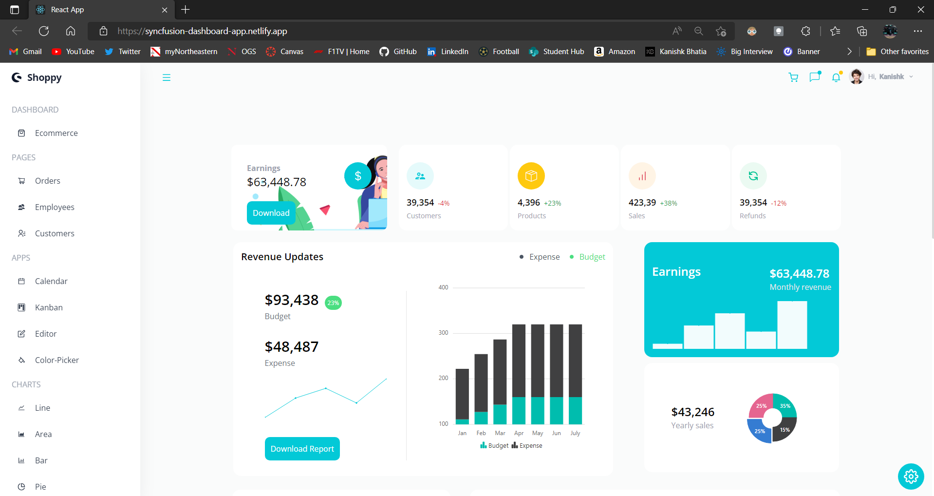 GitHub - bhatiakanishk/React-Dashboard-App