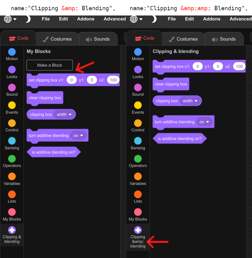 Issues with character entity references in extension names · Issue #241 · TurboWarp/extensions ...