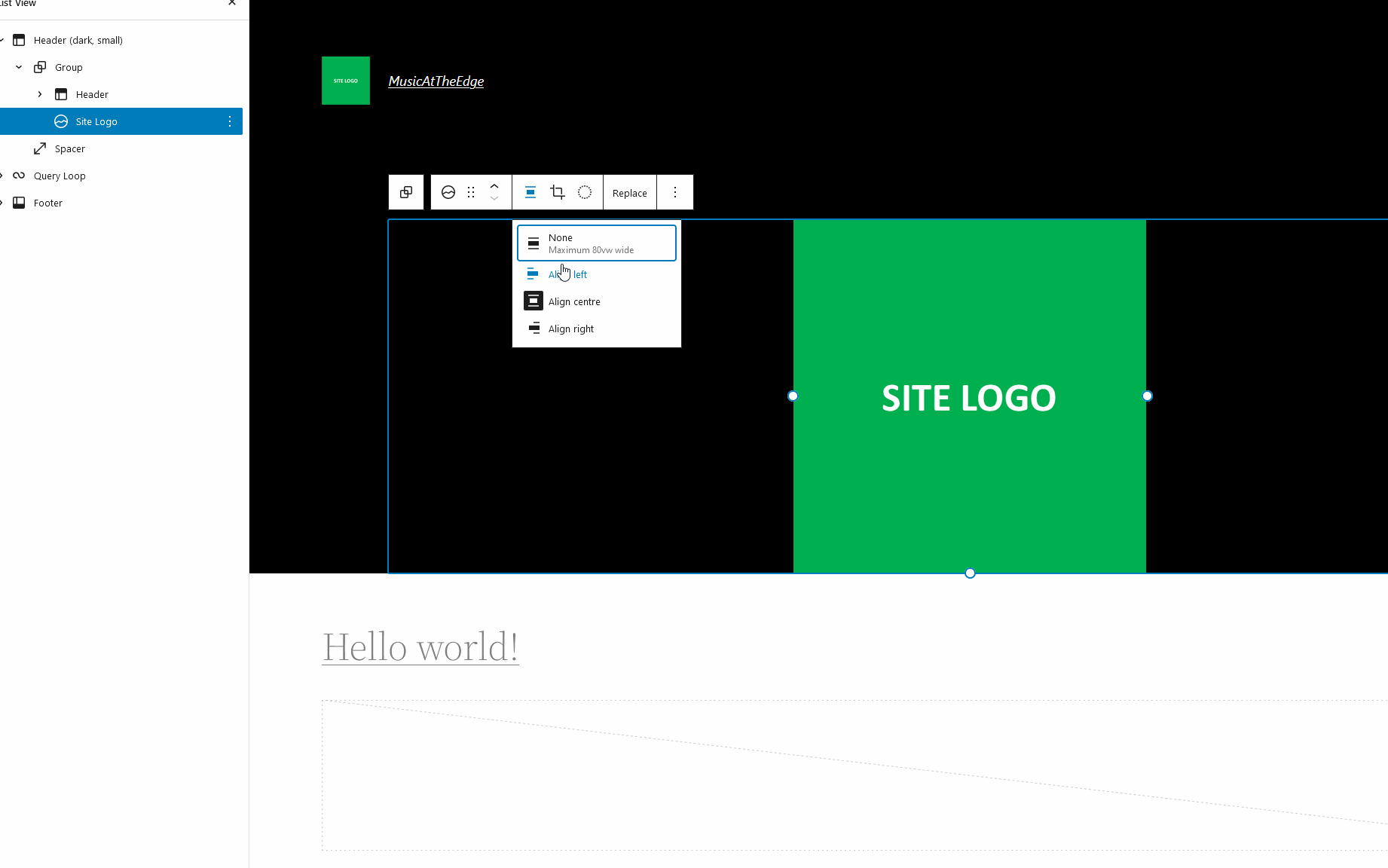 Alignment is removed site-logo from header · Issue #44623 · WordPress/gutenberg · GitHub