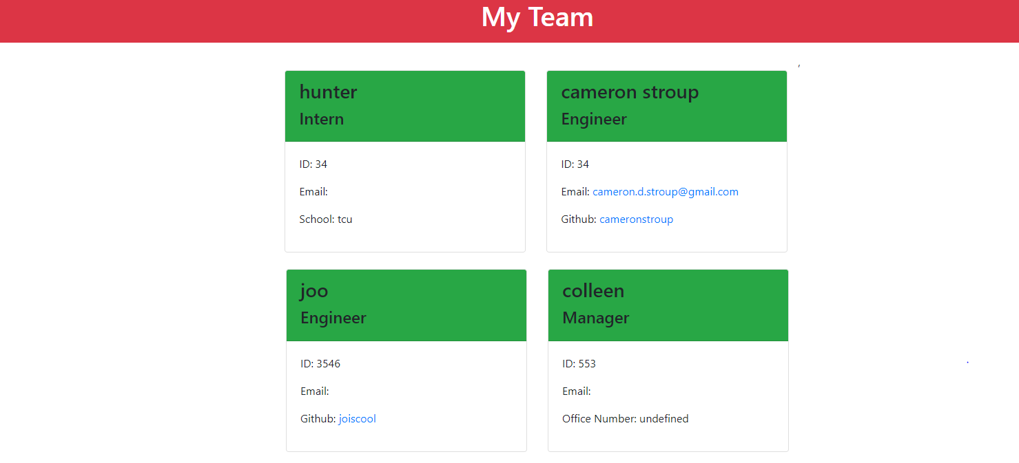 GitHub - cameronstroup/Team-Profile-Generator