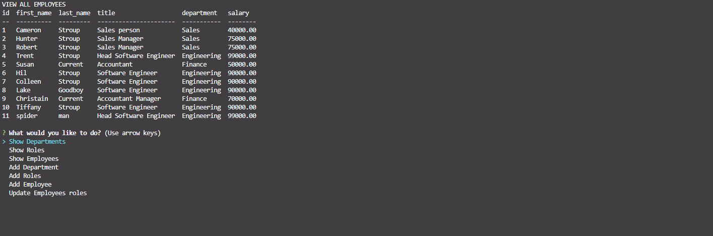 GitHub - cameronstroup/Employee-Tracker