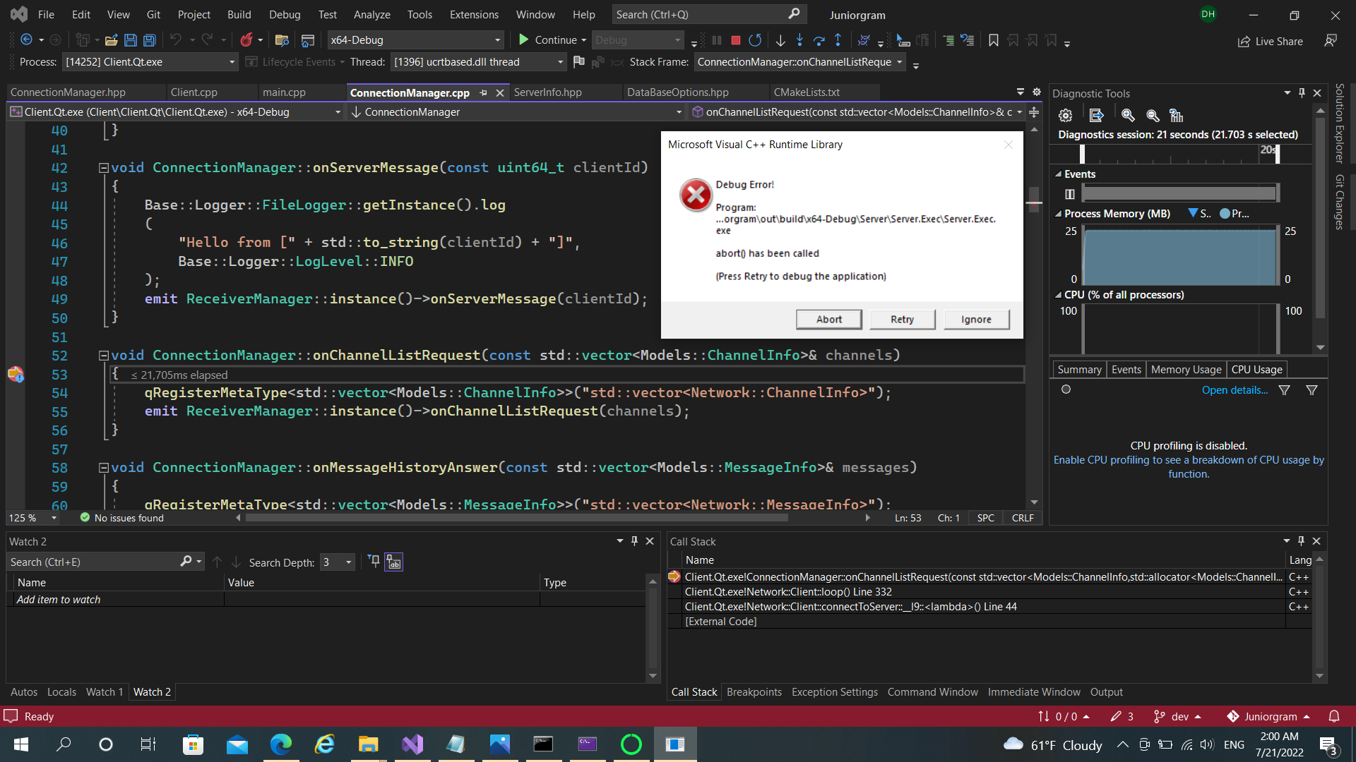 Error in app when trying to add chats · Issue #586 · f1nal3/Juniorgram · GitHub