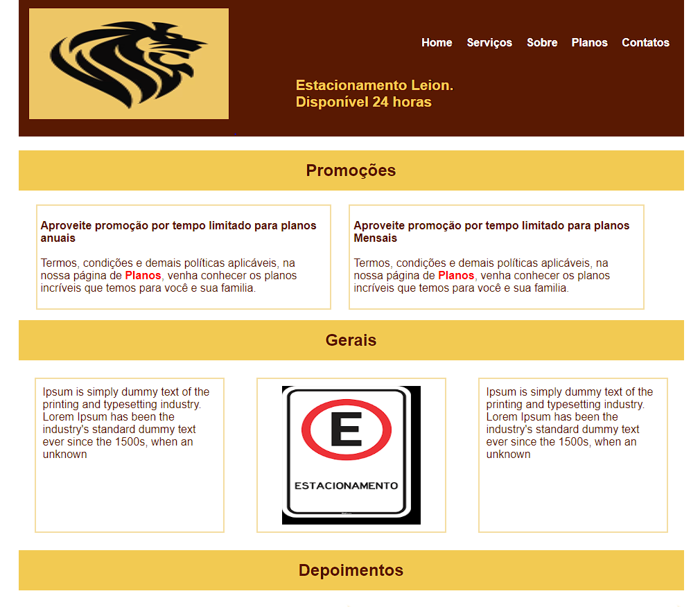 GitHub - HumbertoQueiroz/Site-Estacionamento: Estacionamento: a. HTML semântico, com metha tags ...