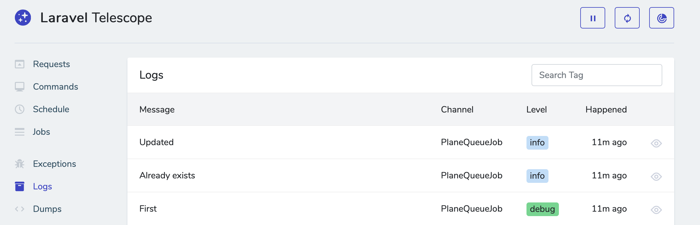 Feature: Added log channel as prefix in log or a channel col · Issue #544 · laravel/telescope ...