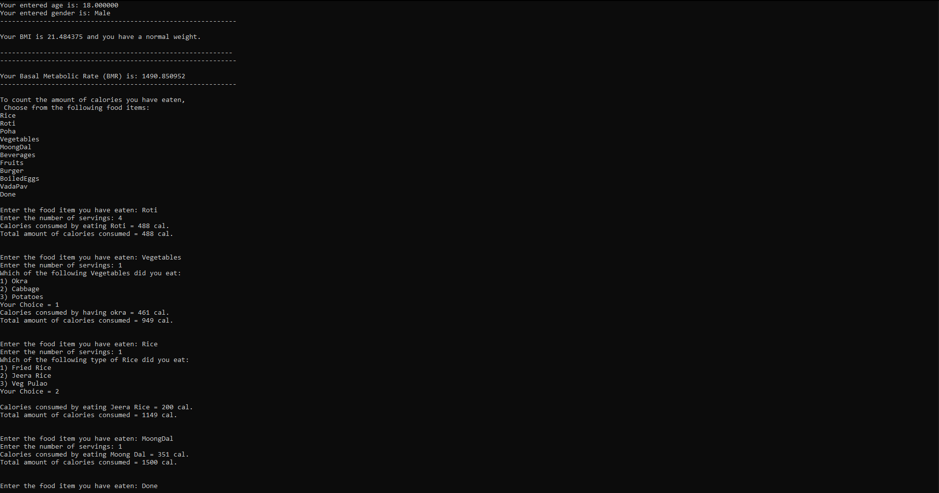 GitHub - yashyaks/caloriecounter: CP project