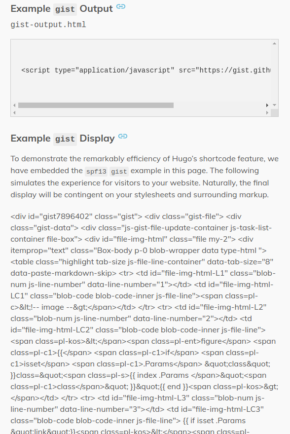 Shortcode For Github Gist Displays Raw Code · Issue 1297 · Gohugoio