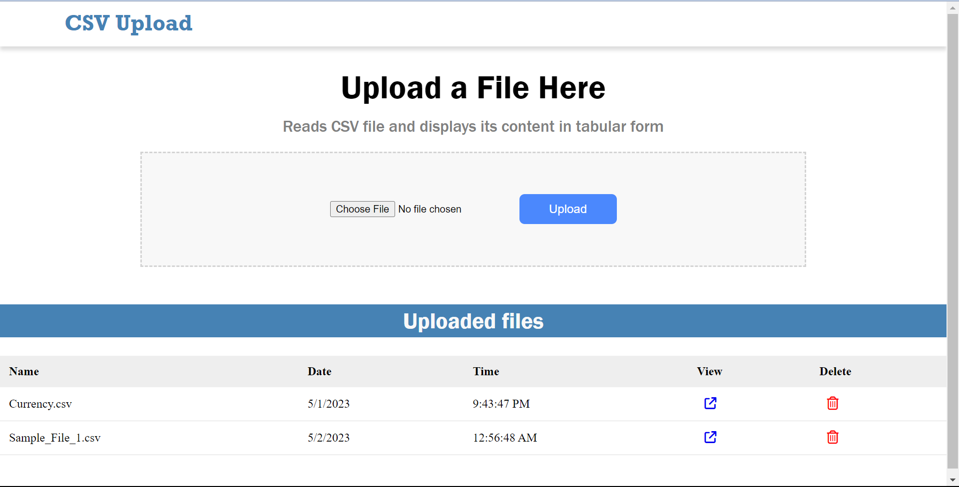 CSV Upload Csv upload