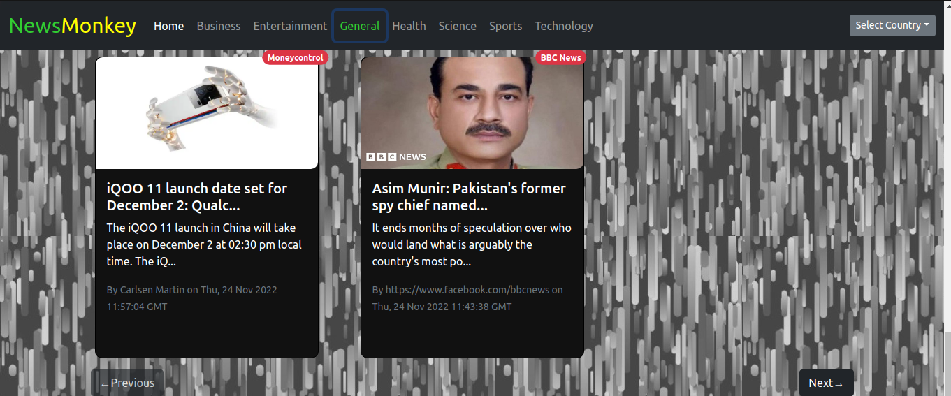 GitHub - ar-faisal/News-Monkey-React: newsmonkey is created to study the class based component ...