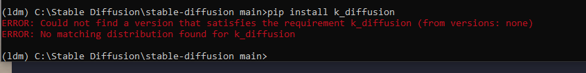 ModuleNotFoundError: No module named 'k_diffusion' · Issue #140 · CompVis/stable-diffusion · GitHub