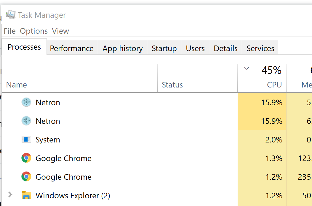 Netron continuing to execute after closing; Shows up in task manager ...
