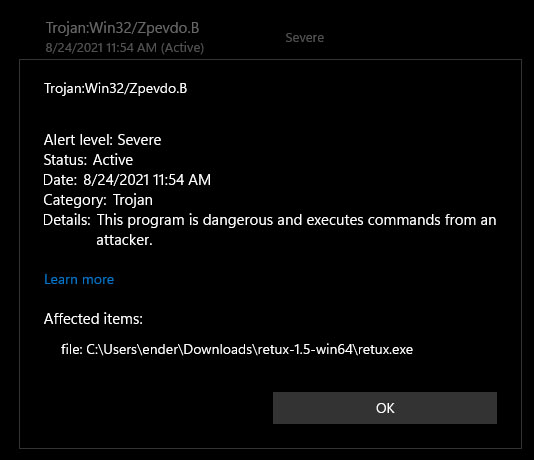 Windows Defender flags 1.5 as a Trojan · Issue #6 · retux-game/retux · GitHub