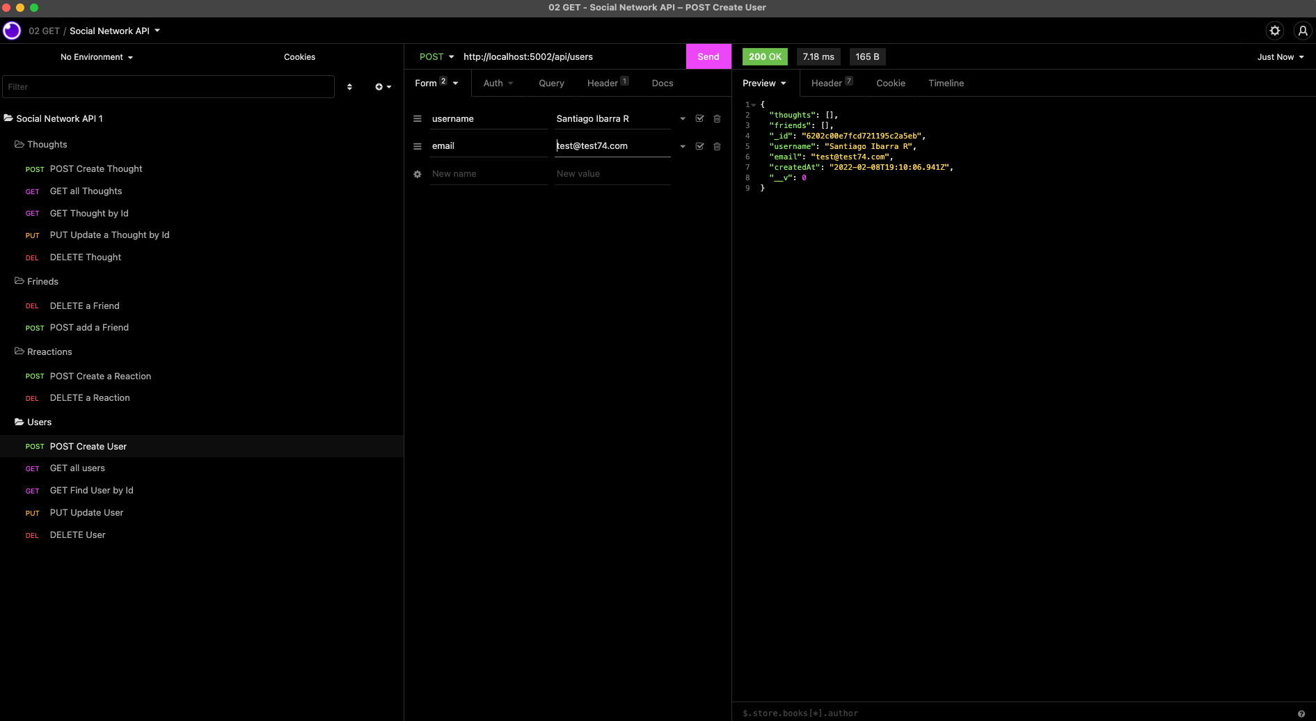 Github Santibasssocial Network Api 