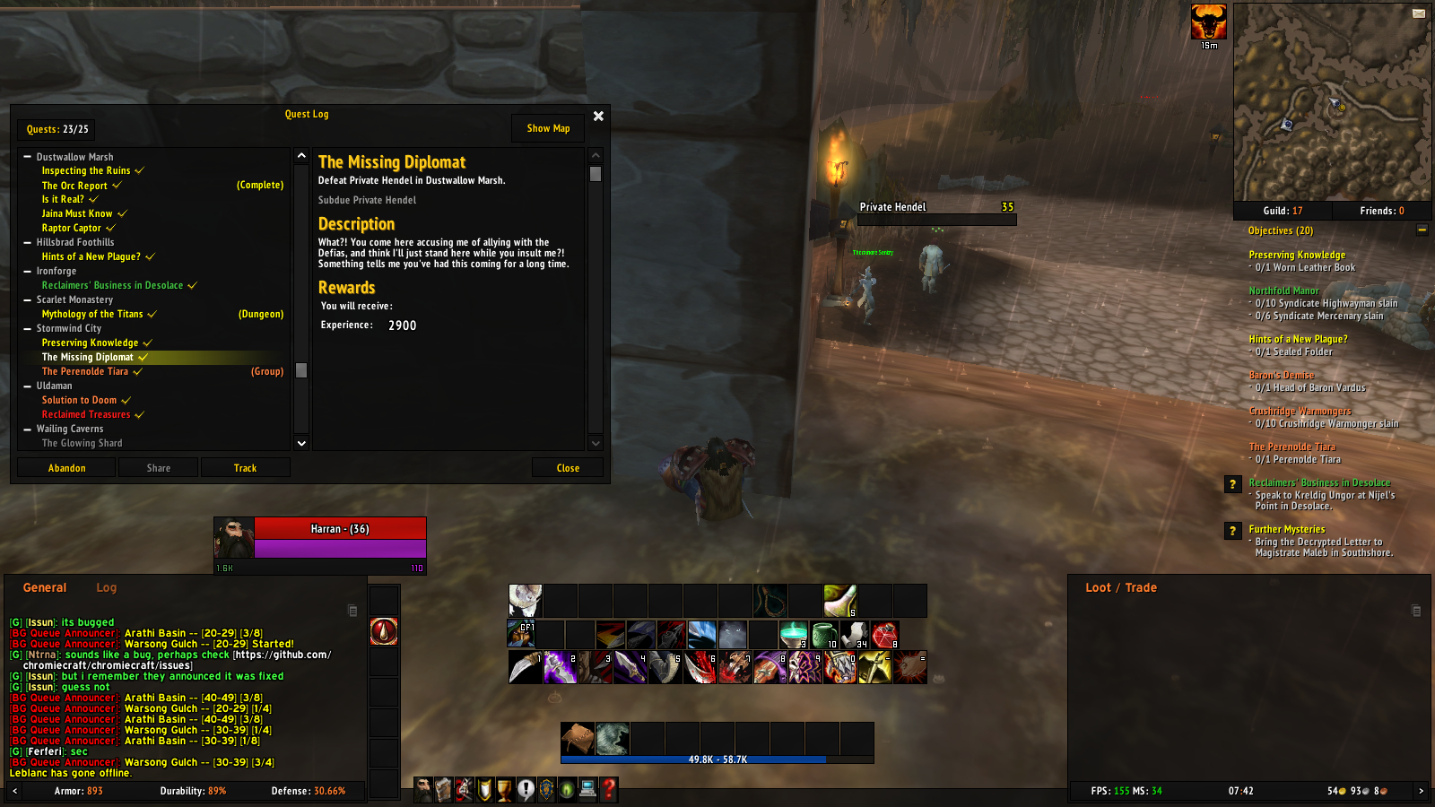 [Missing Diplomat Quest cannot be continued] Private Hendel does not get subdued even after ...