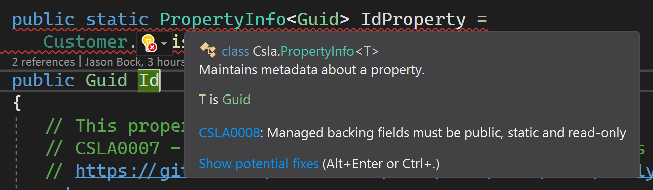 CSLA0008 - Doesn't detect `static` missing from a backing field definition · Issue #2334 ...
