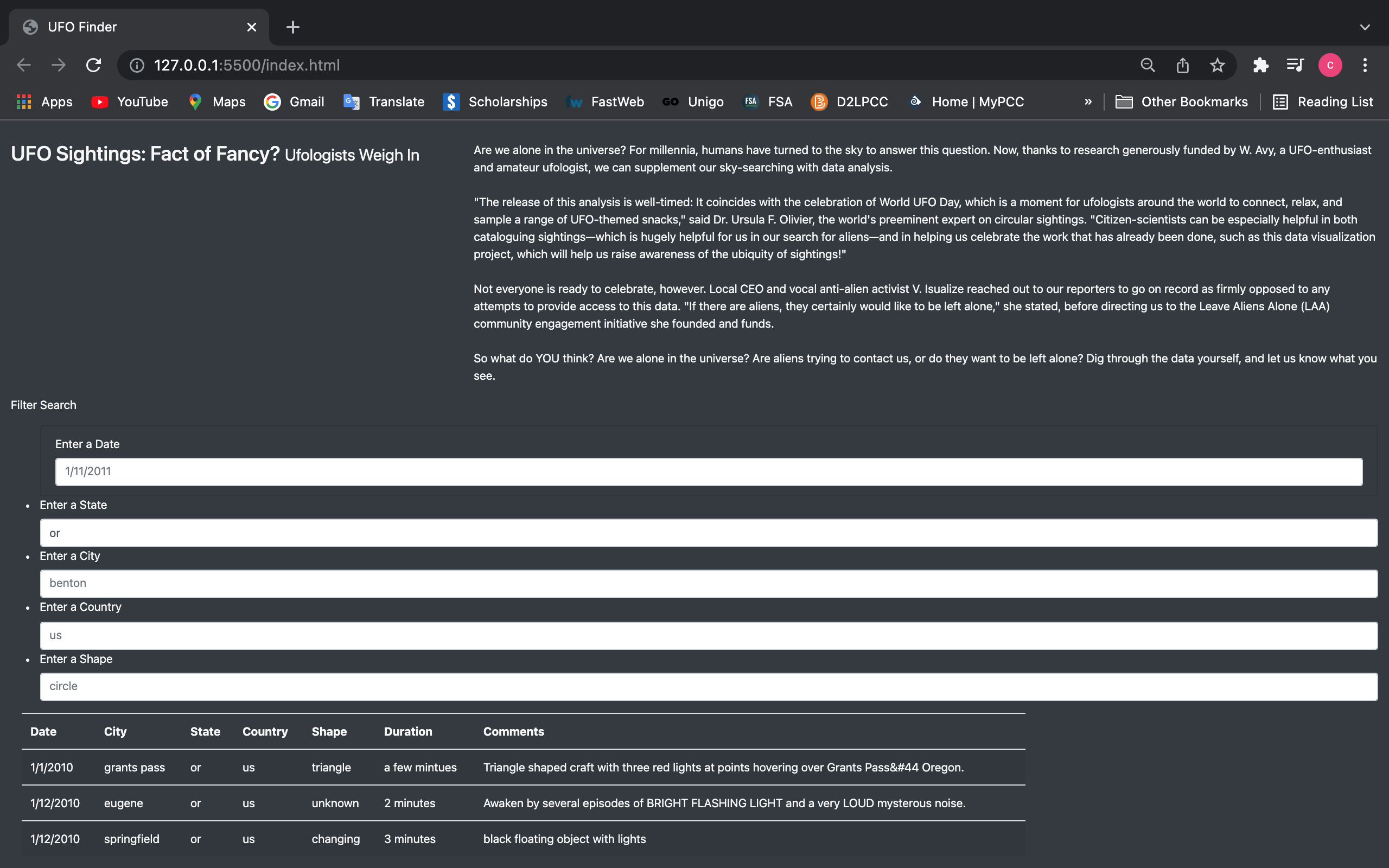 GitHub - CameronSunyich/UFO_JavaScript_Challenge