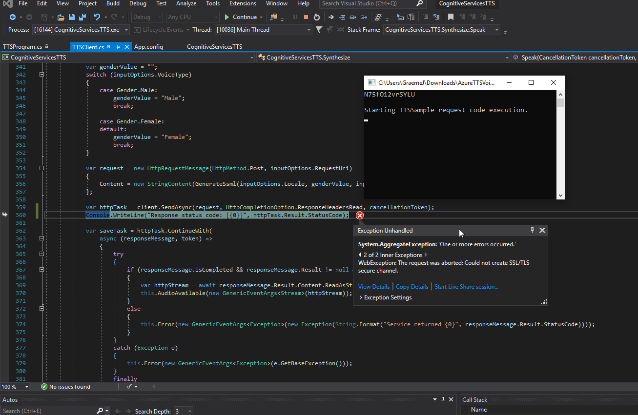 C# example fails to run out of the box (after adding key of course ...