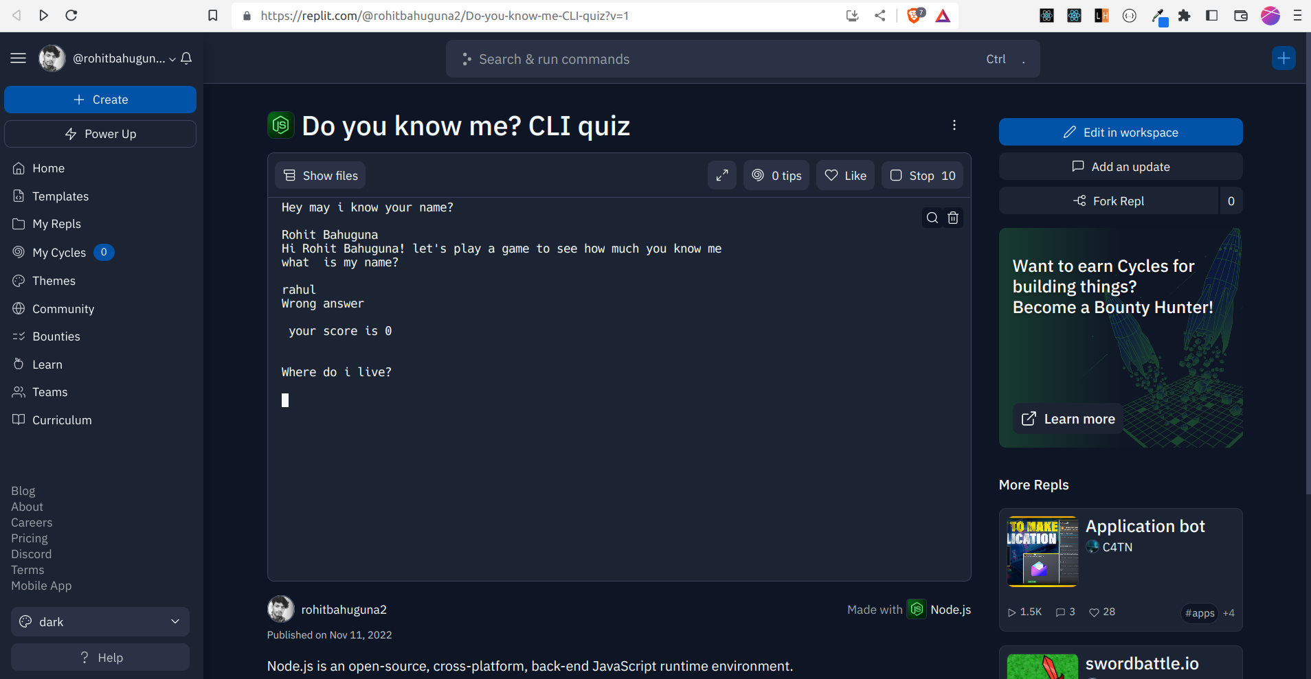 GitHub - rohit-bahuguna/Do-you-know-me-CLI-quiz: Node.js is an open-source, cross-platform, back ...