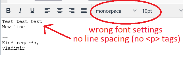 Broken formatting when switching editor from plaintext to HTML · Issue #8215 · roundcube ...