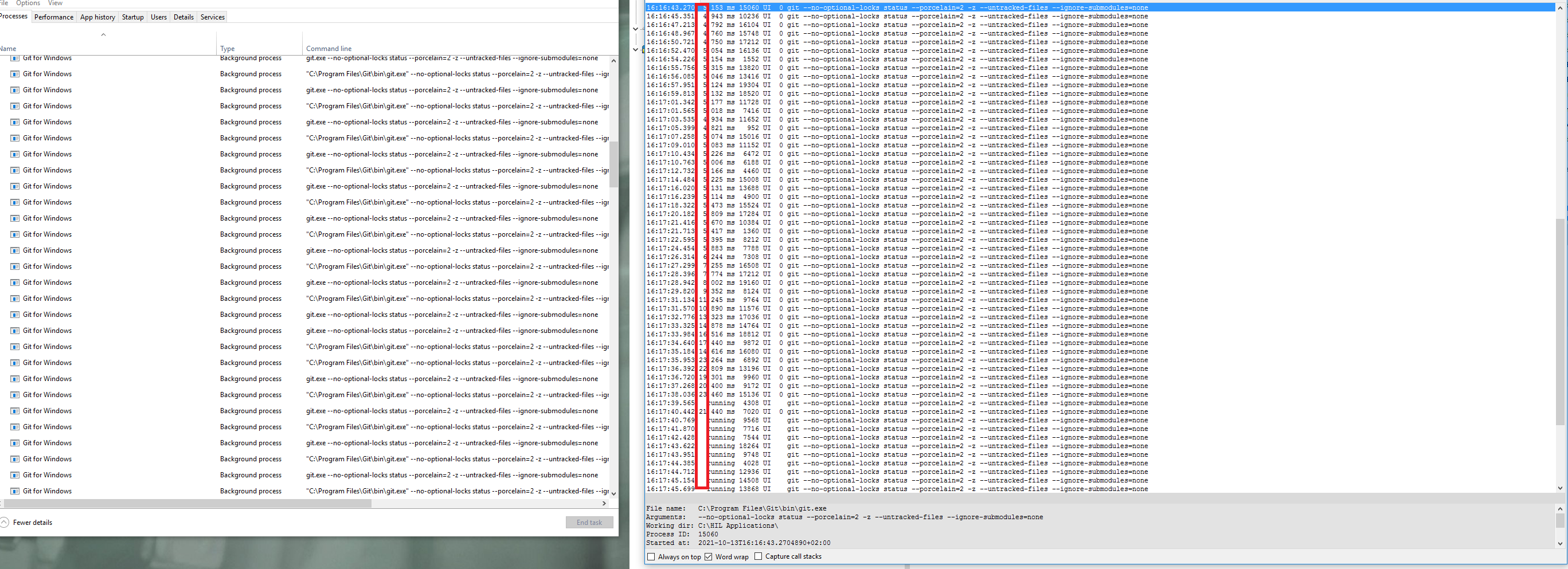 Git Extension : CPU load 100% - Disk space full - GIT.exe process increases · Issue #9615 ...