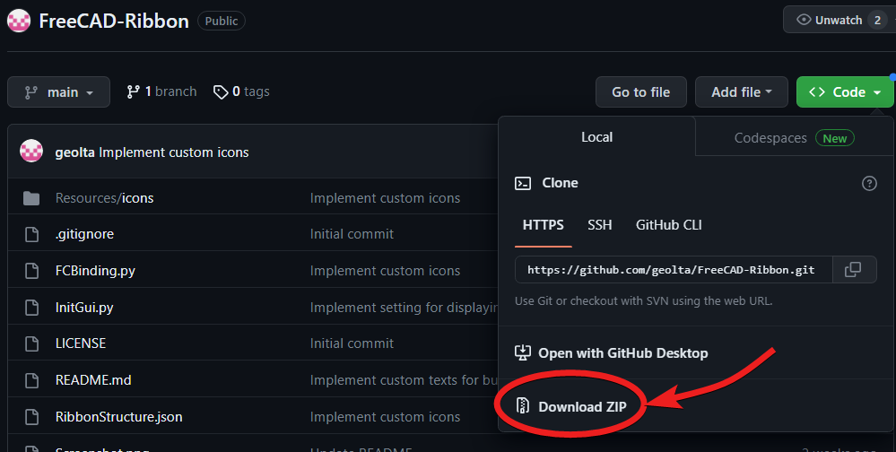 Unable to install the Ribbon interface · Issue #1 · geolta/FreeCAD-Ribbon · GitHub