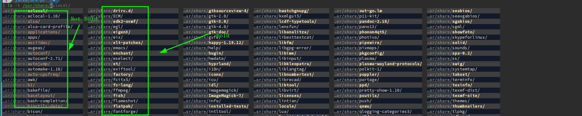 file list output by pressing `Tab` key, some are bold but some are not · Issue #9617 · fish ...
