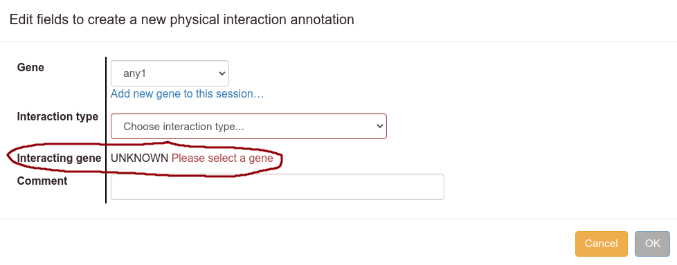 Cant Select Gene In Physical Interaction Dialog · Issue 2647 