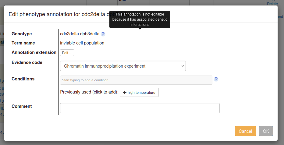 Cant Edit Genotype Because It Has Associated Genetic Interactions · Issue 2706 · Pombase