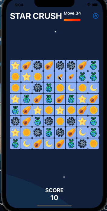 GitHub - Kurabitz/Star-Crush: A Candy Crush clone game implemented using SwiftUi