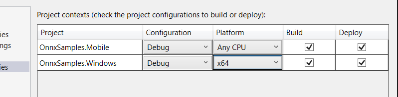 [UI/OnnxSamples] When trying to deploy windows, is says you need to enable deploying in ...