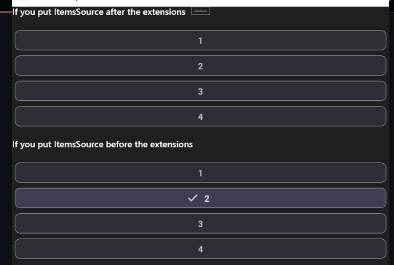 [ItemsRepeaterExtensions.SelectedItem] Only works if it's put below the Itemsource · Issue #918 ...