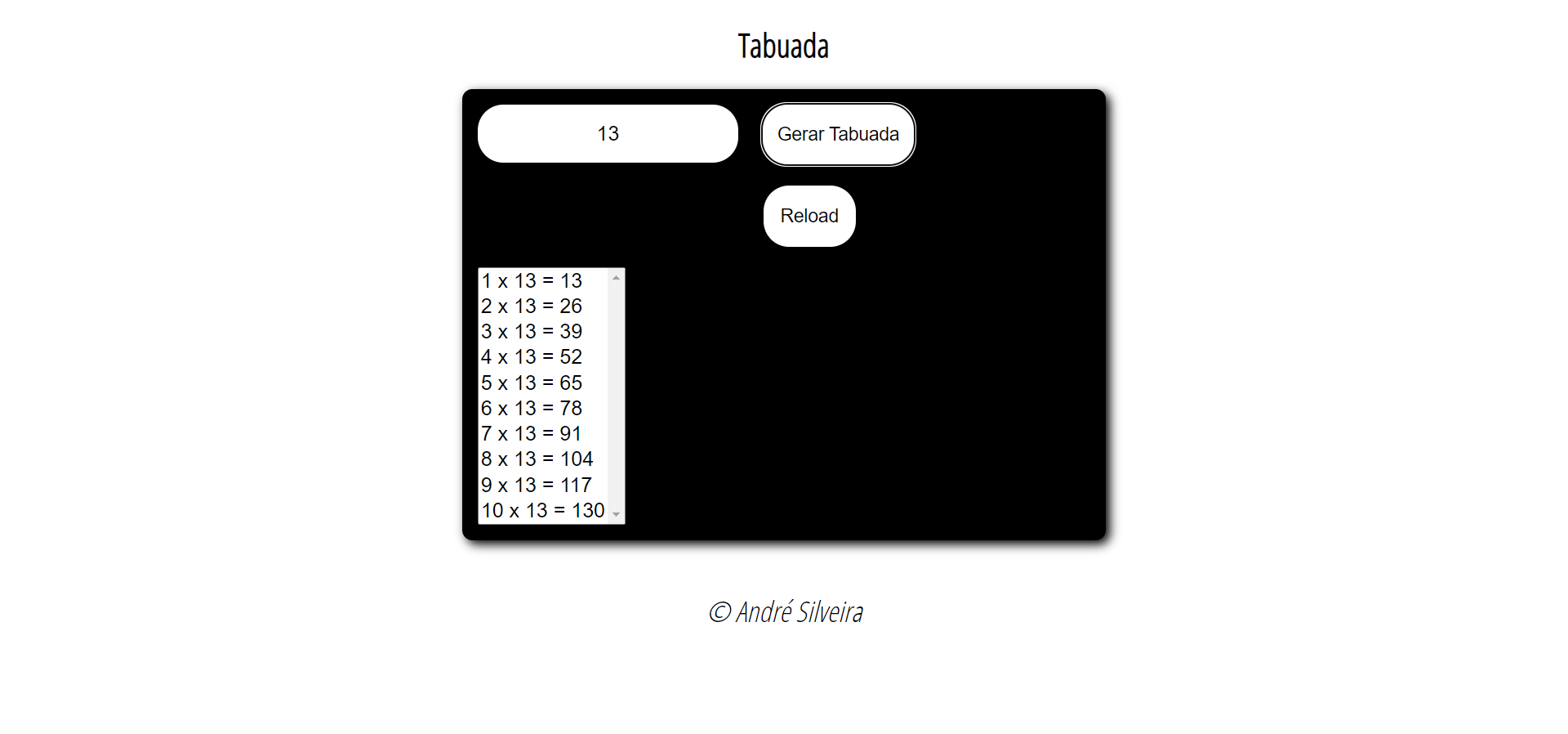 GitHub - SilverAndrels/GeradorTabuada: Um gerador de tabuada dado um número válido
