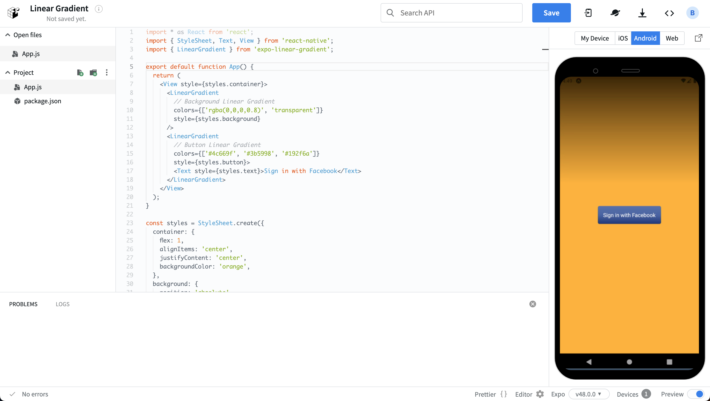 [expo-linear-gradient][Android] Linear-gradient rendering incorrectly on Android 13 · Issue ...